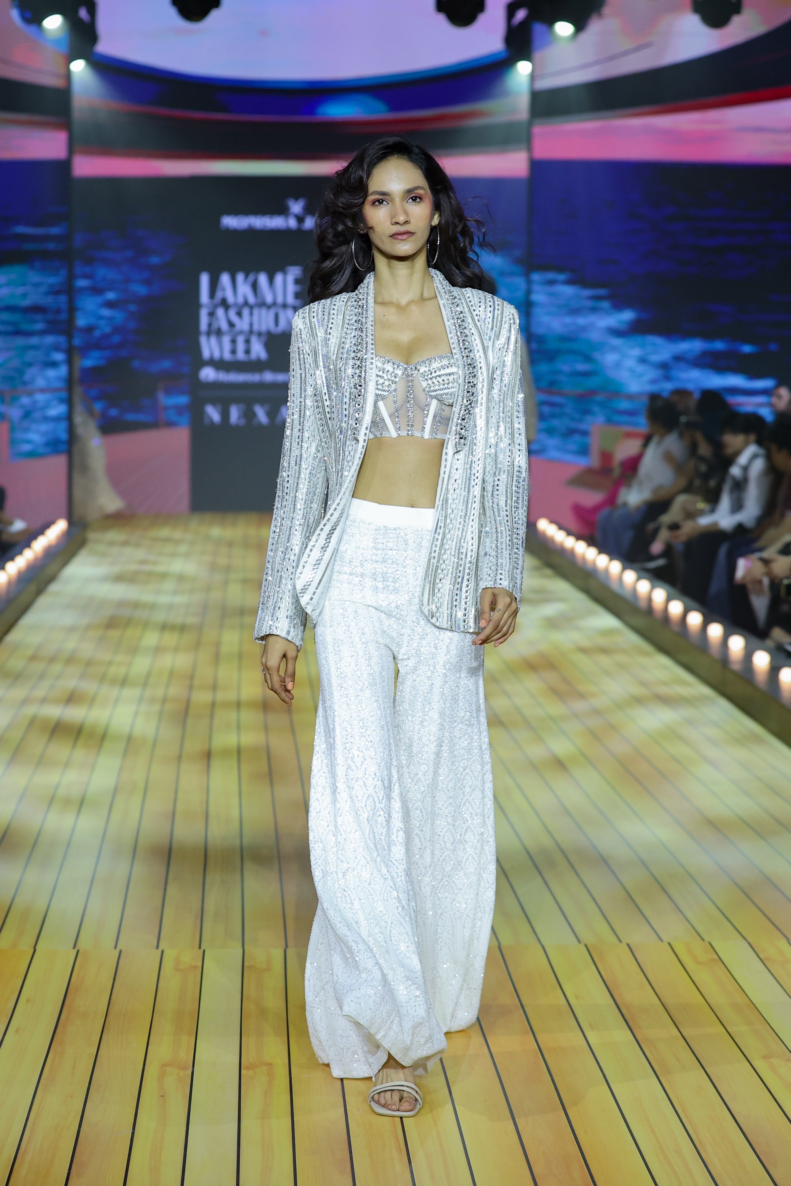 Ivory Silver Chains Blazer Sharara Set – Monisha Jaising