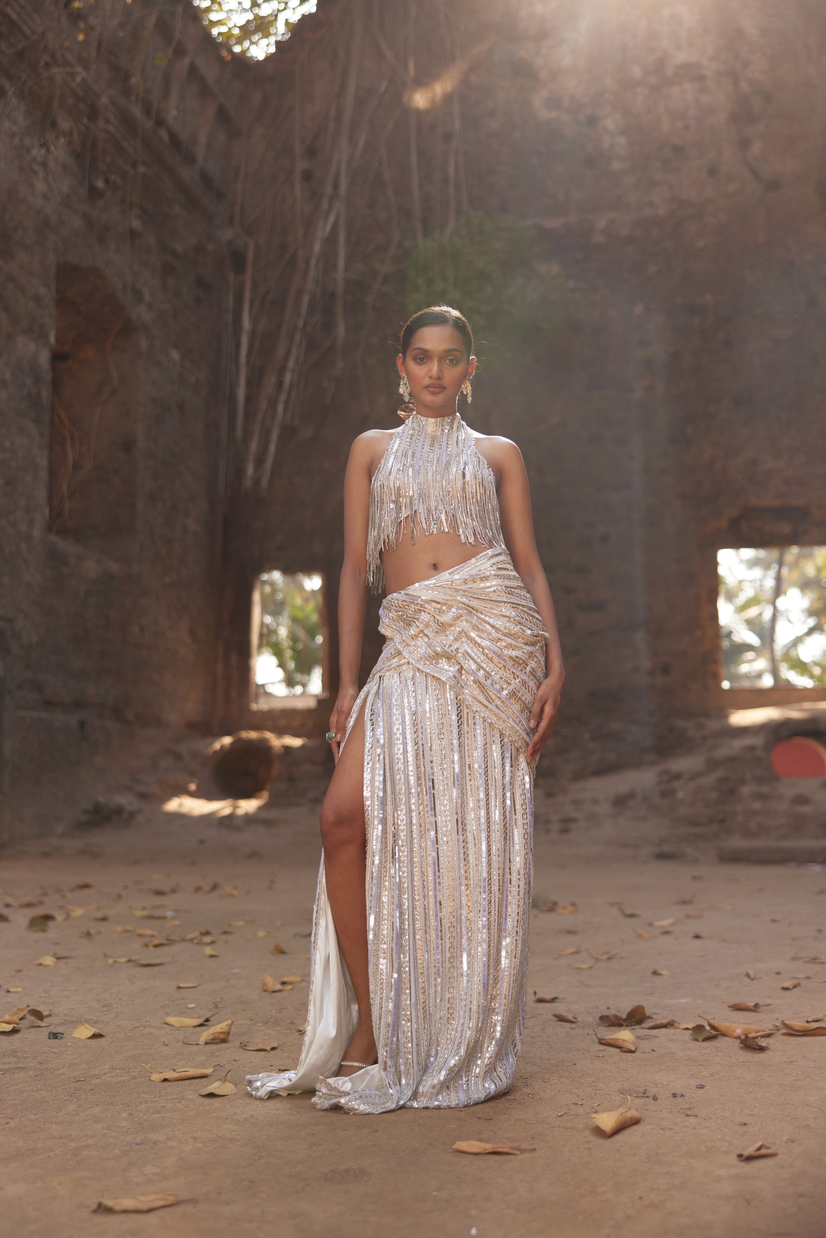 White & Silver Skirt Set – Monisha Jaising