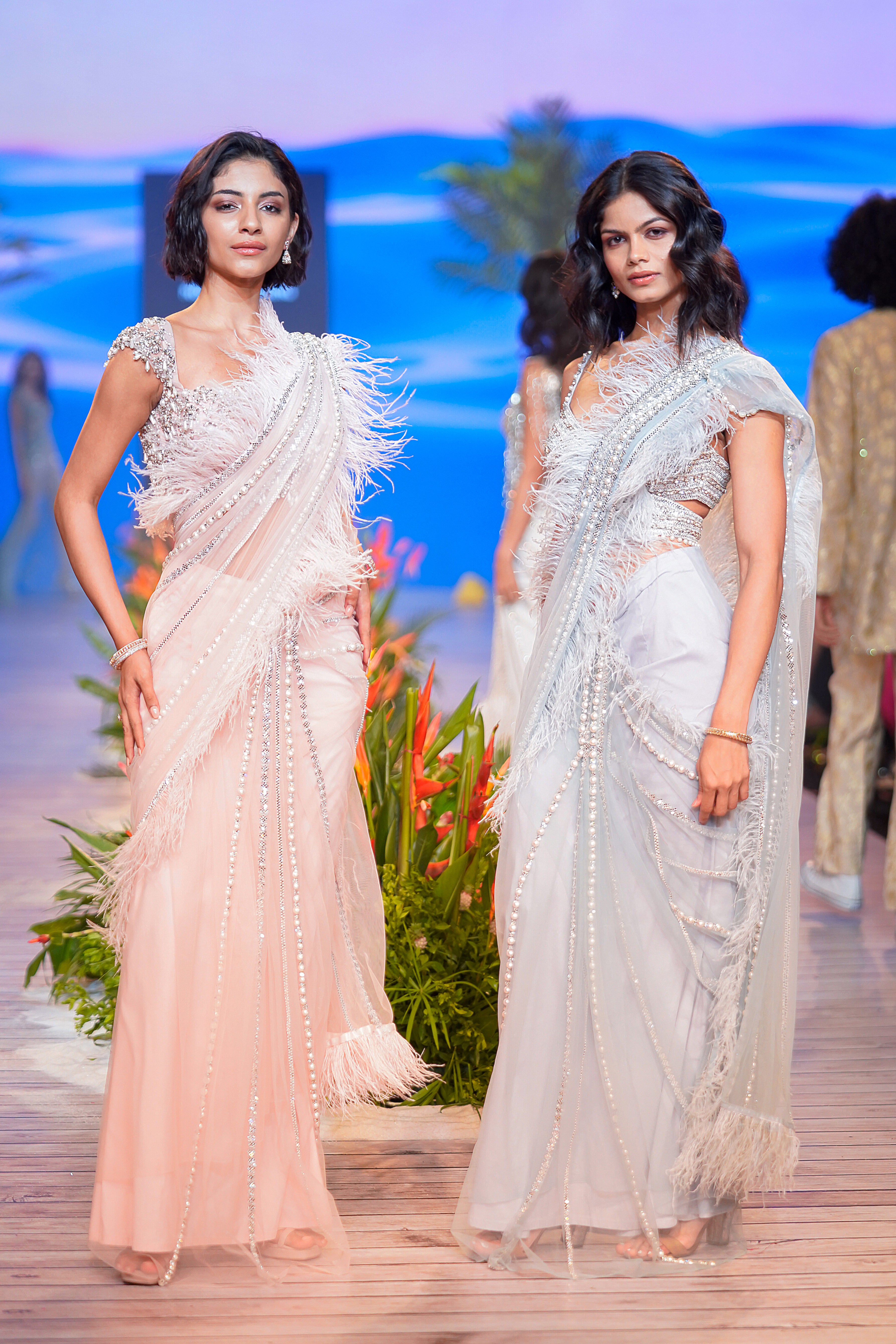Pink Feather Saree – Monisha Jaising