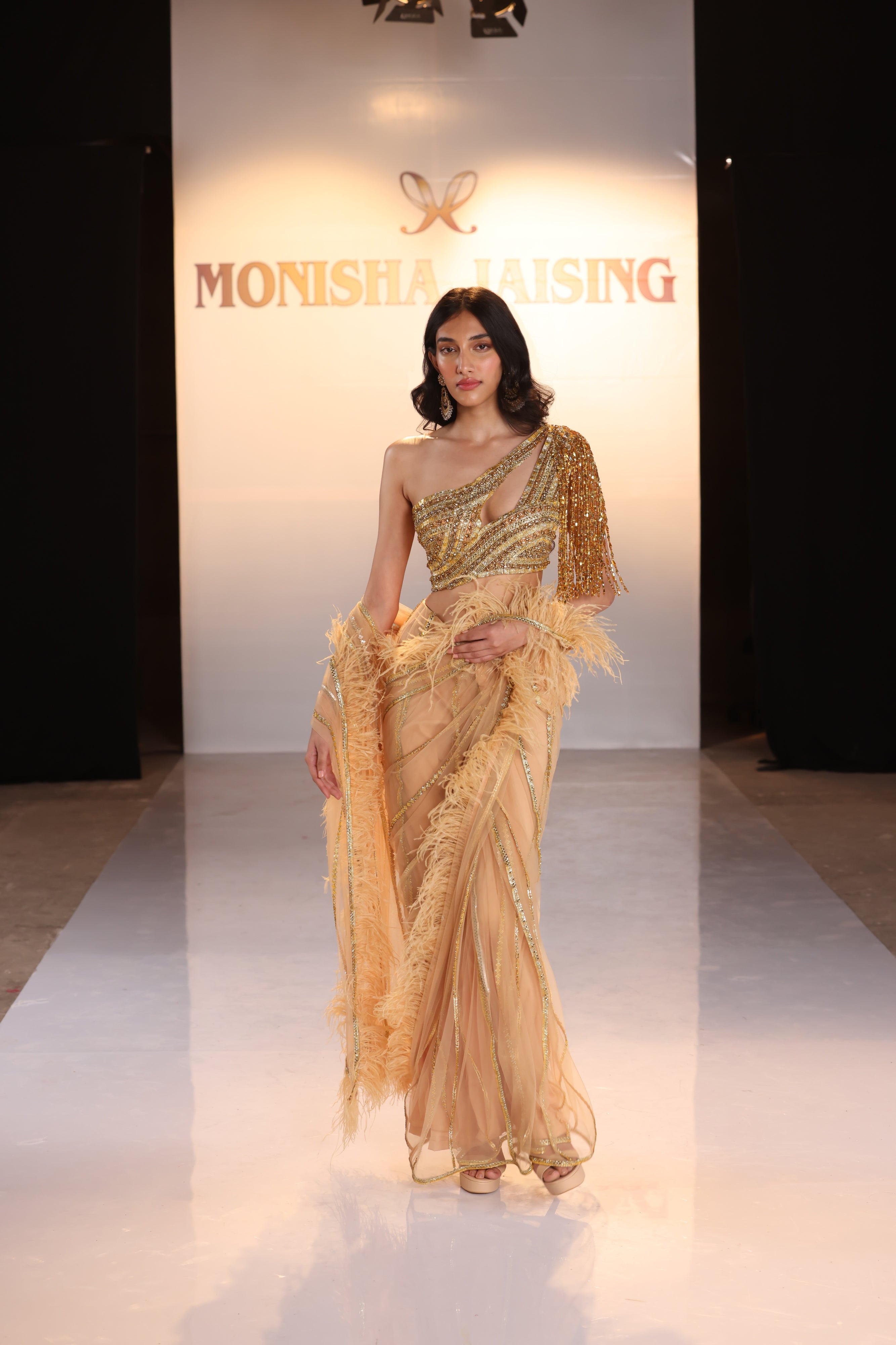 Gold Feather Saree – Monisha Jaising